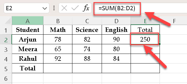 Adding Numbers in Excel using Formula and SUM Function - Excellopedia